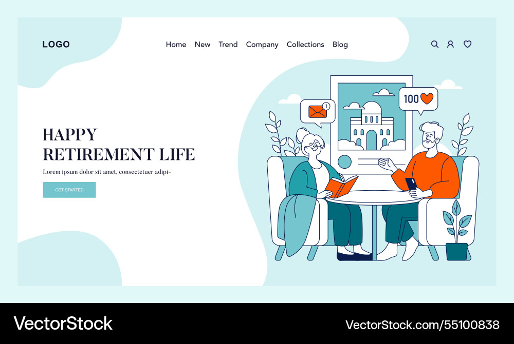 Happy retirement life flat Royalty Free Vector Image