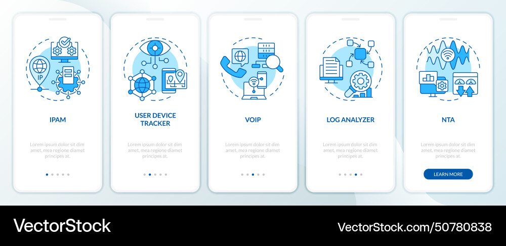 Network management software blue onboarding Vector Image