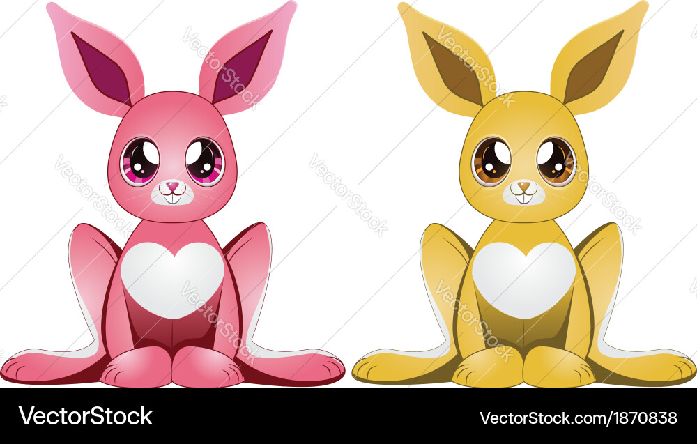 Pink and yellow rabbits Royalty Free Vector Image