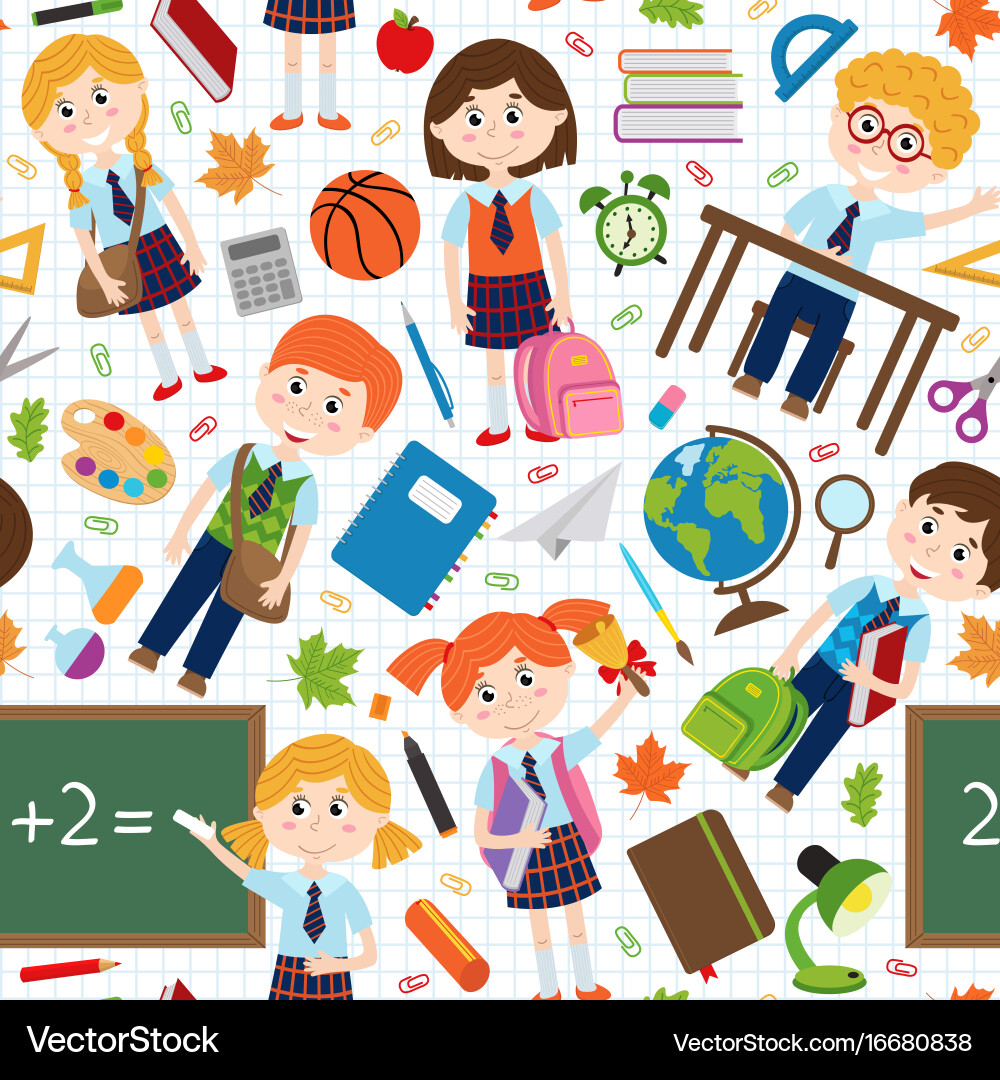 School Supplies Pattern Royalty Free Vector Image
