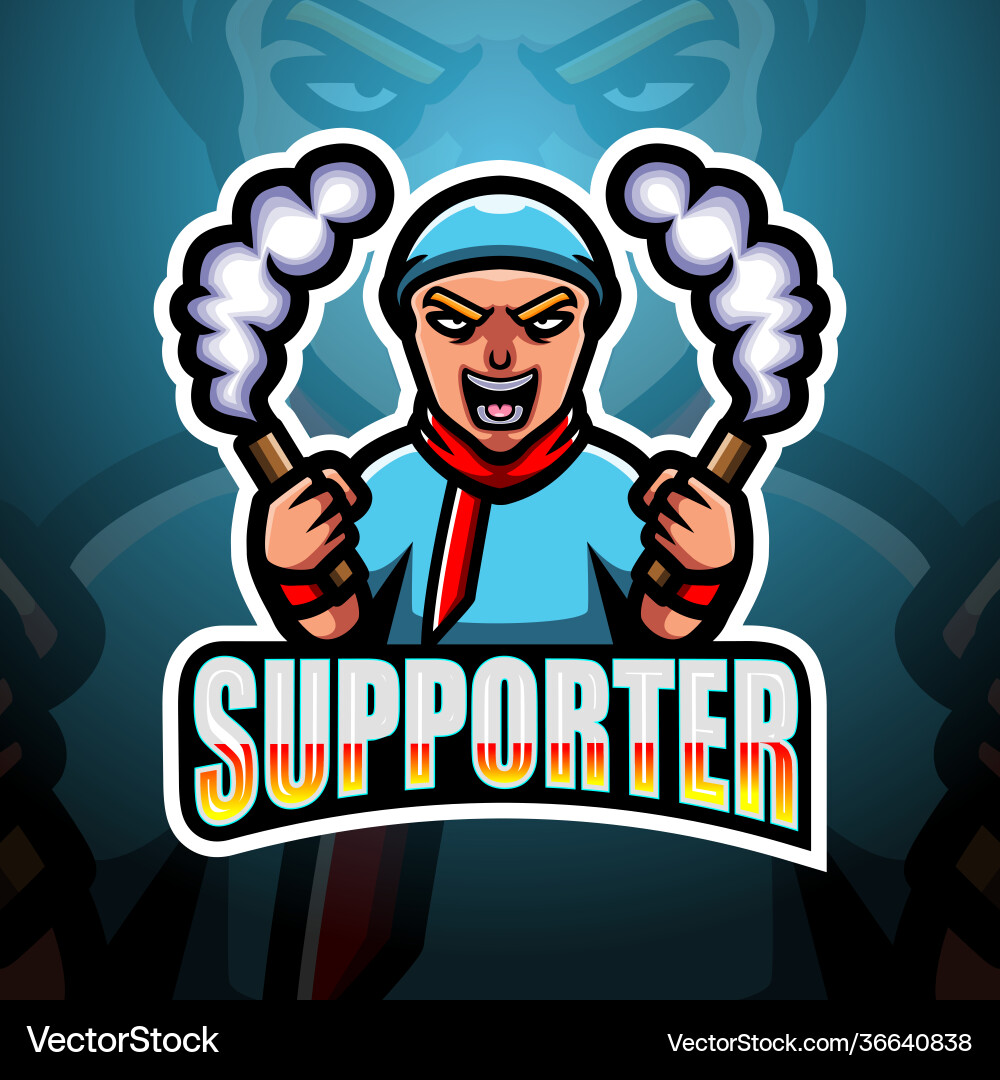 Soccer supporter mascot logo design Royalty Free Vector