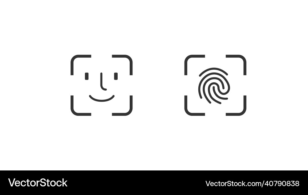 Touch id and face on mobile device icon Royalty Free Vector