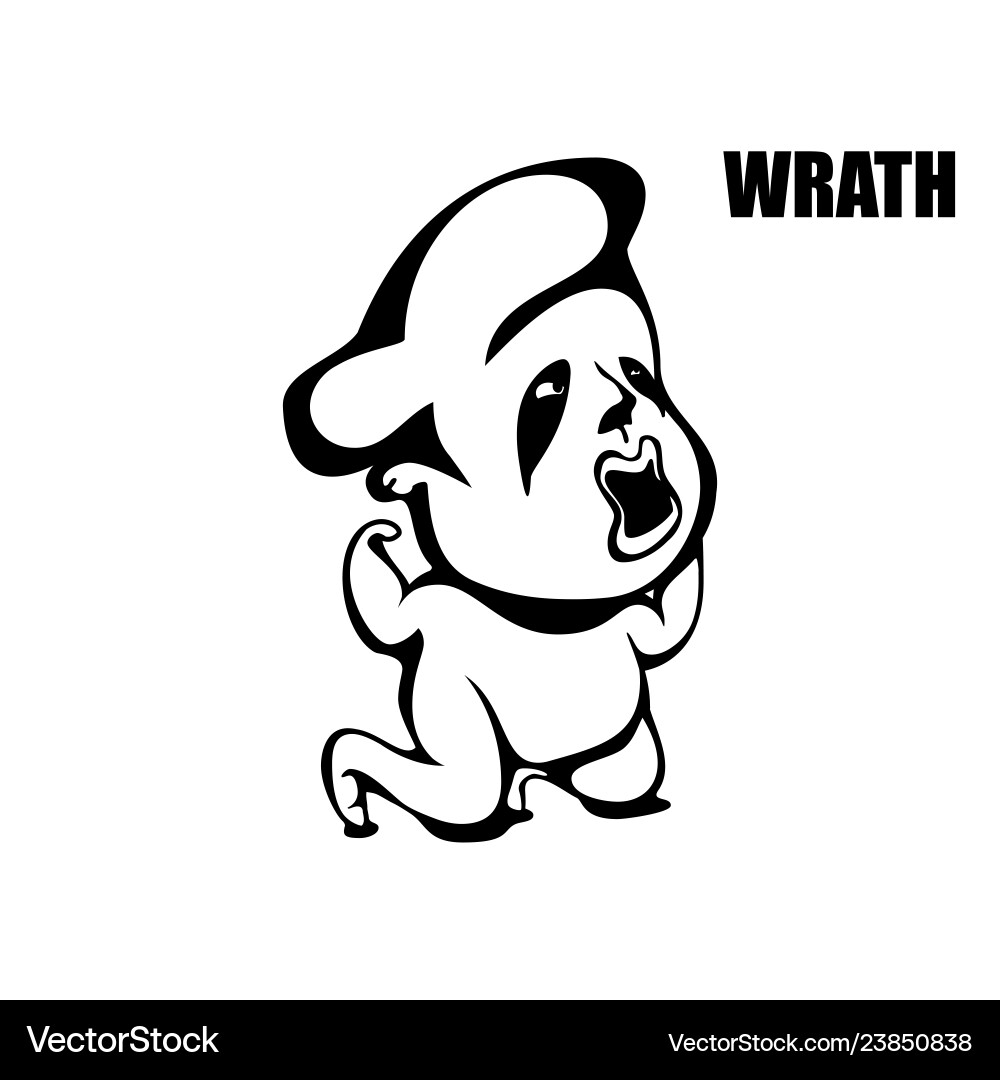 Wrath hand drawn monochrome outline Royalty Free Vector