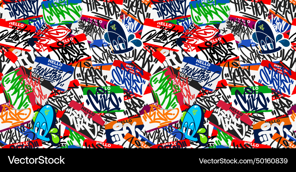 Abstract seamless colorful urban graffiti style Vector Image