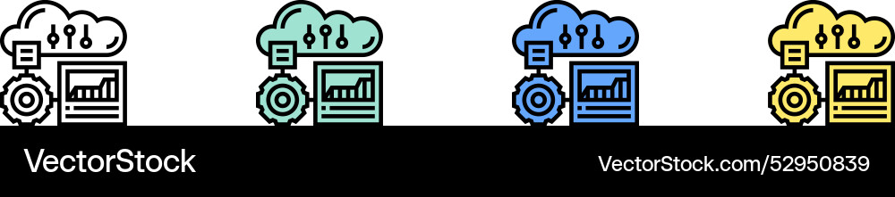 Administration icon outline green blue and yellow Vector Image