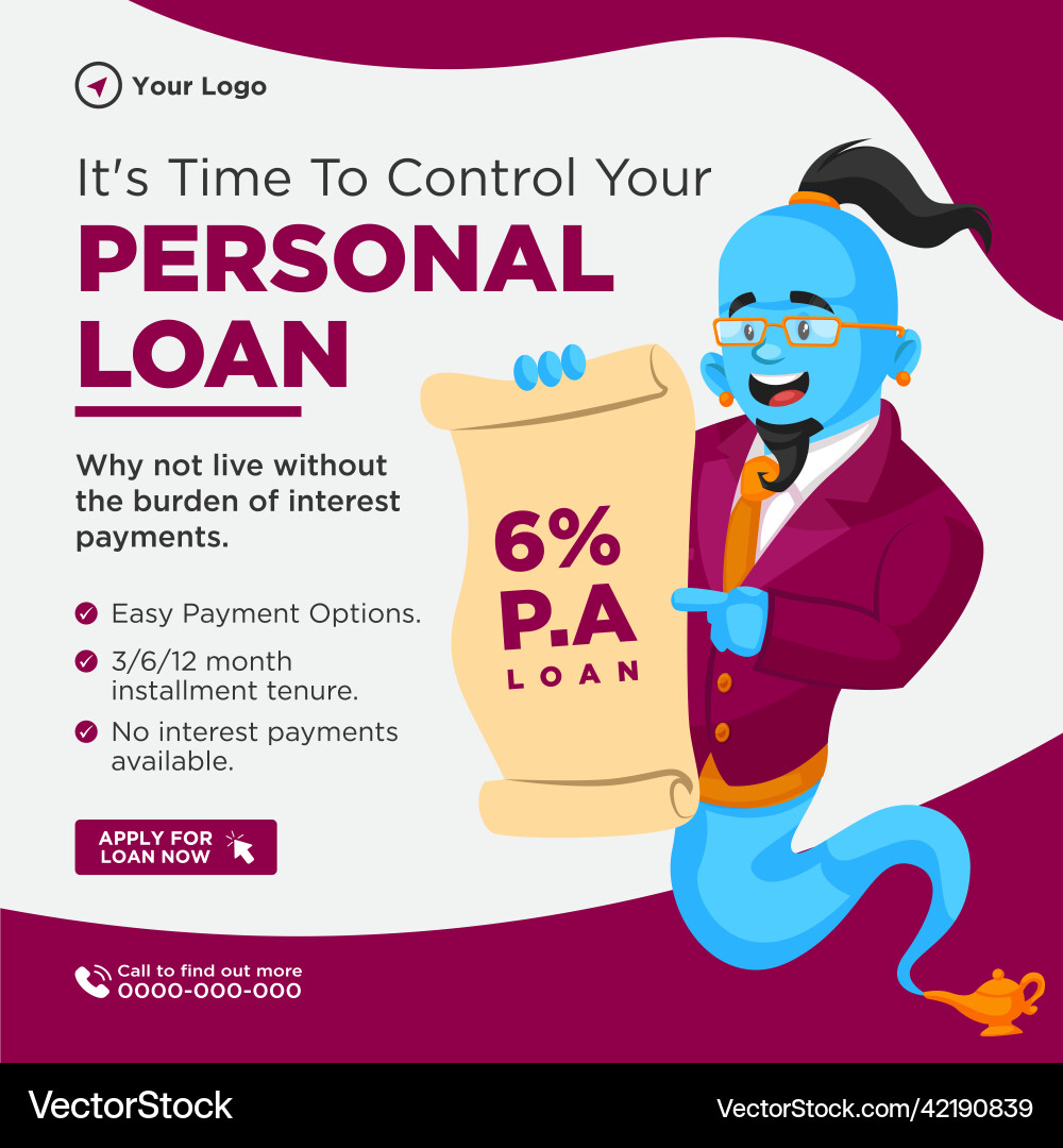 Banner design of control your personal loan Vector Image