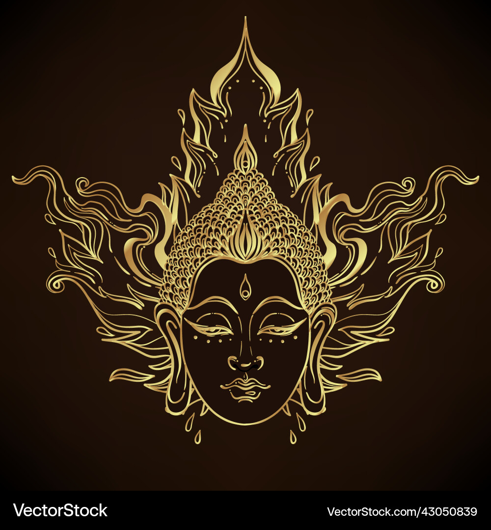 Buddha face over ornate traditional thai pattern Vector Image