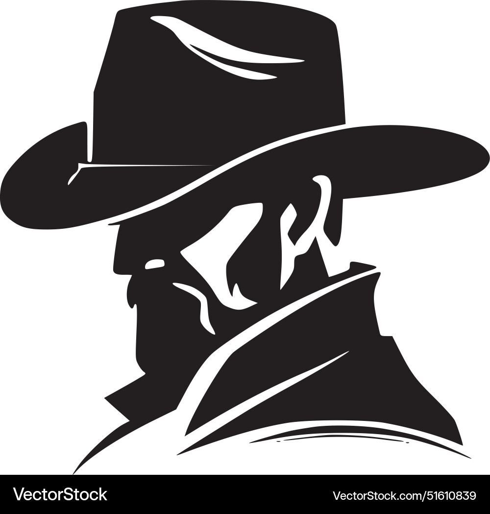 Cowboy - black and white Royalty Free Vector Image
