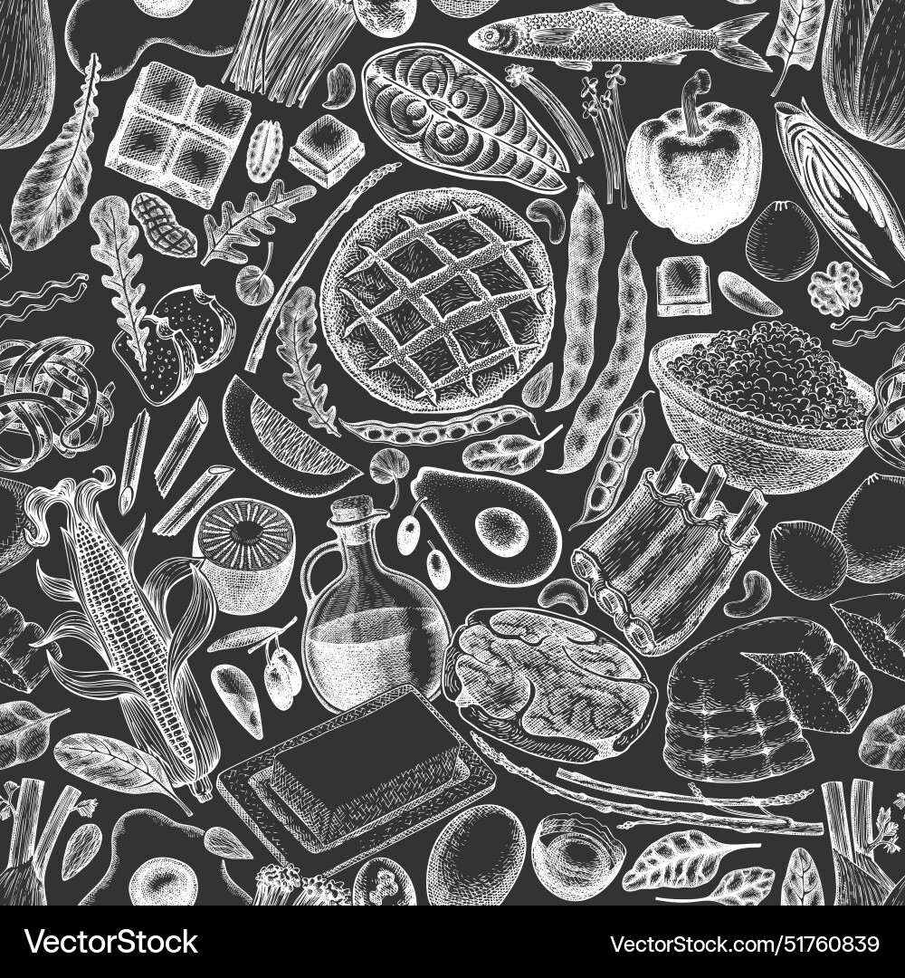 Dash diet chalk board seamless pattern hand drawn Vector Image