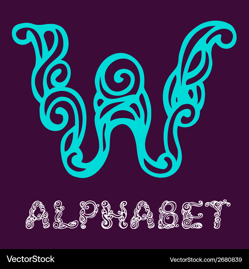 Doodle hand drawn sketch alphabet letter w Vector Image