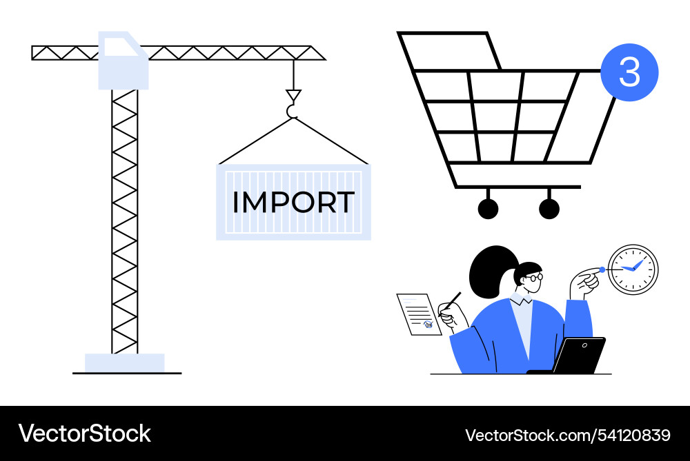 Import process with crane and online shopping cart