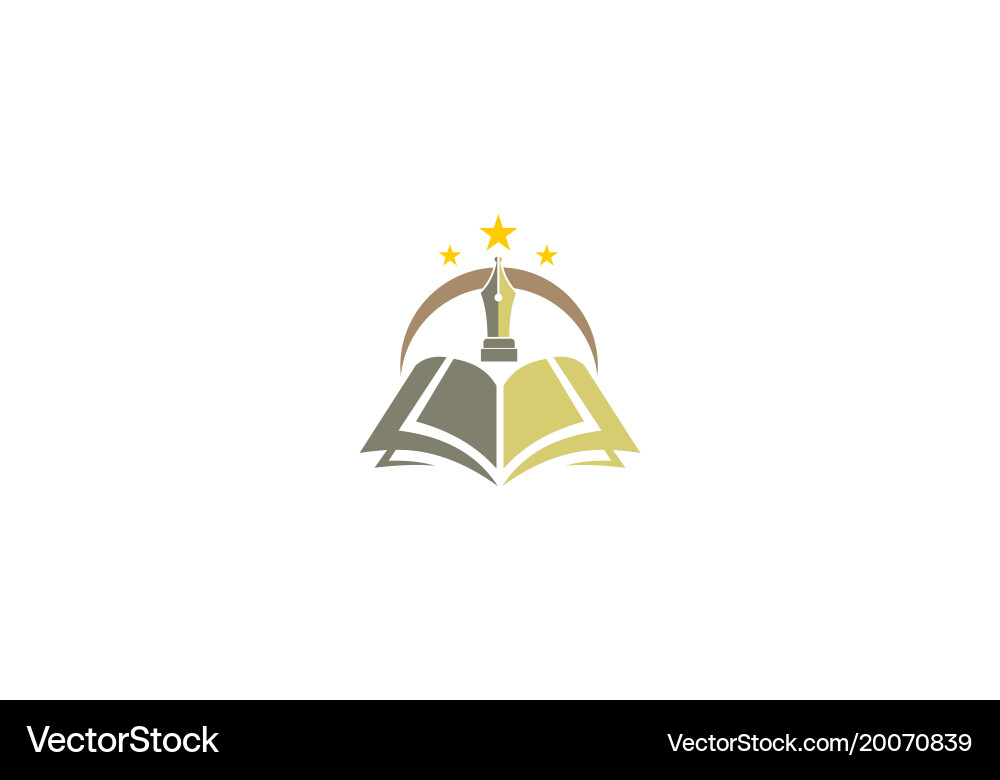 Knowledge book pen education logo Royalty Free Vector Image