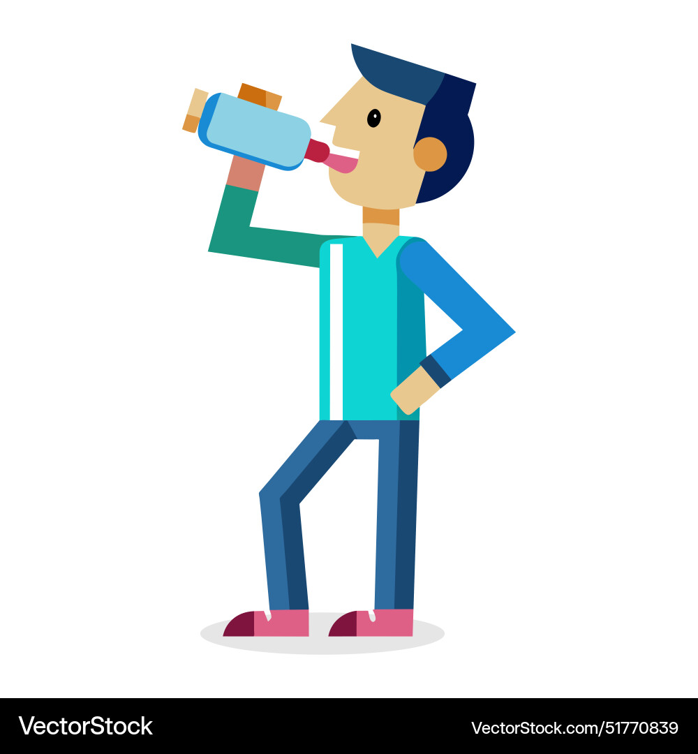 Man drinking water isolated Royalty Free Vector Image