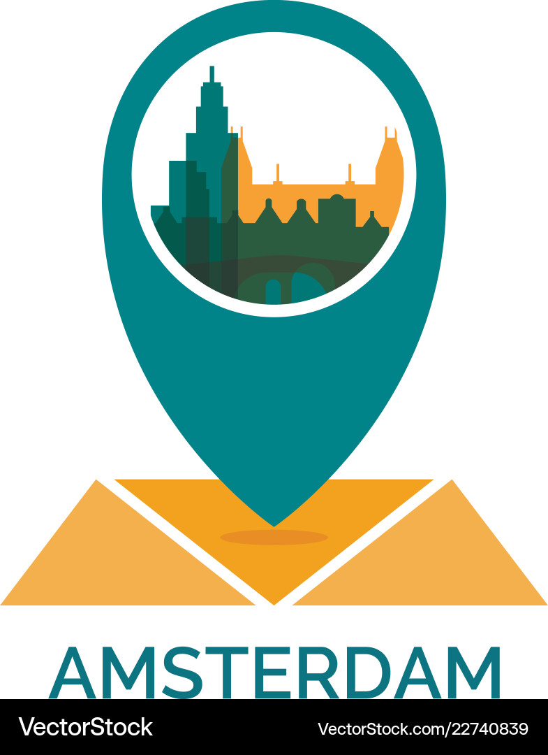 Netherlands amsterdam map pin icon Royalty Free Vector Image