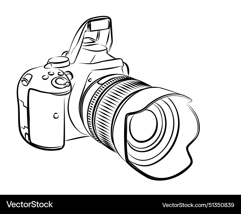 Sketch of a slr camera Royalty Free Vector Image