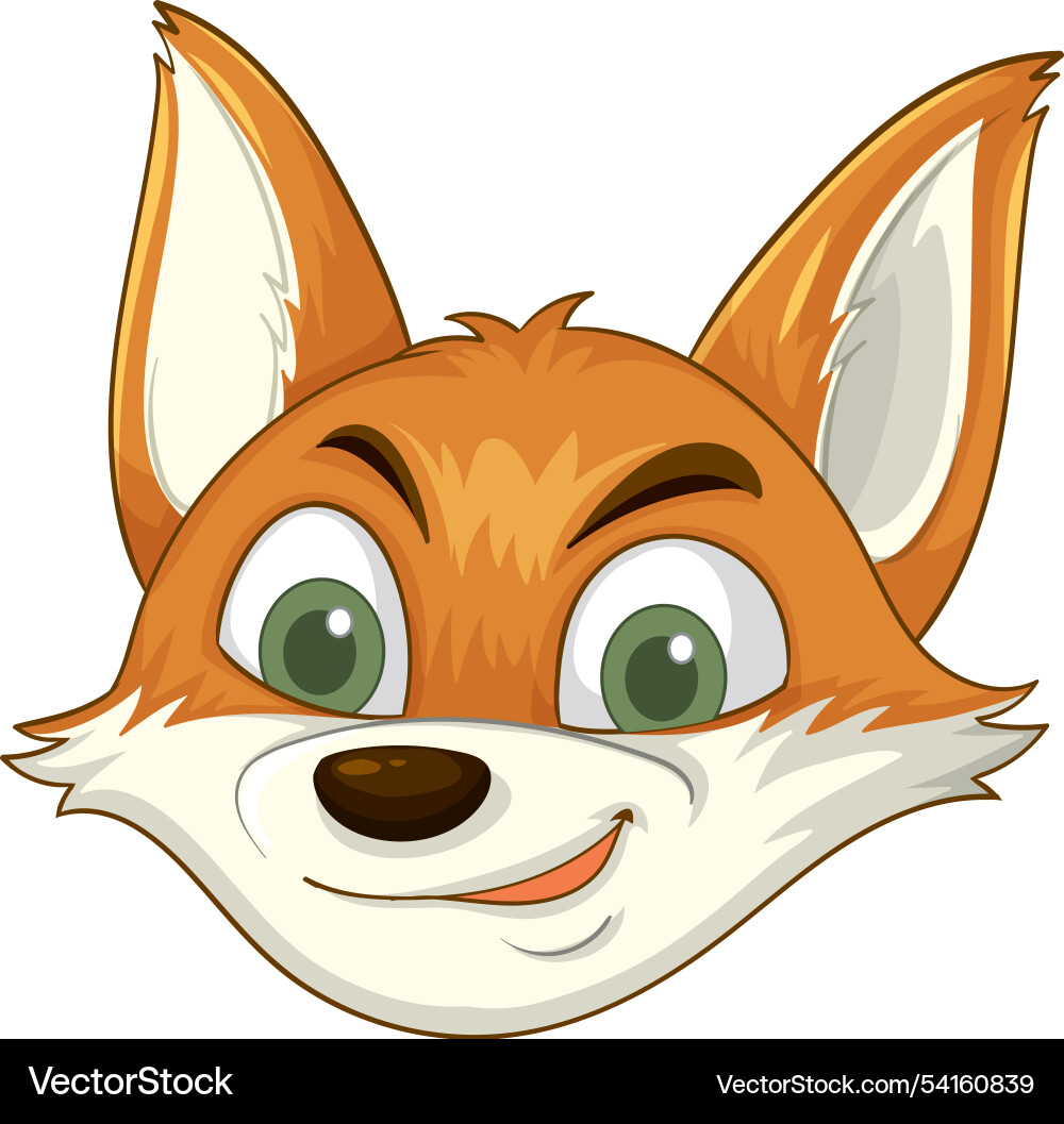 Smiling fox face with large green eyes Royalty Free Vector