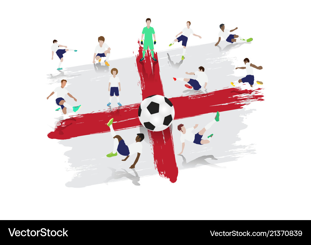 Soccer player team with england flag background Vector Image