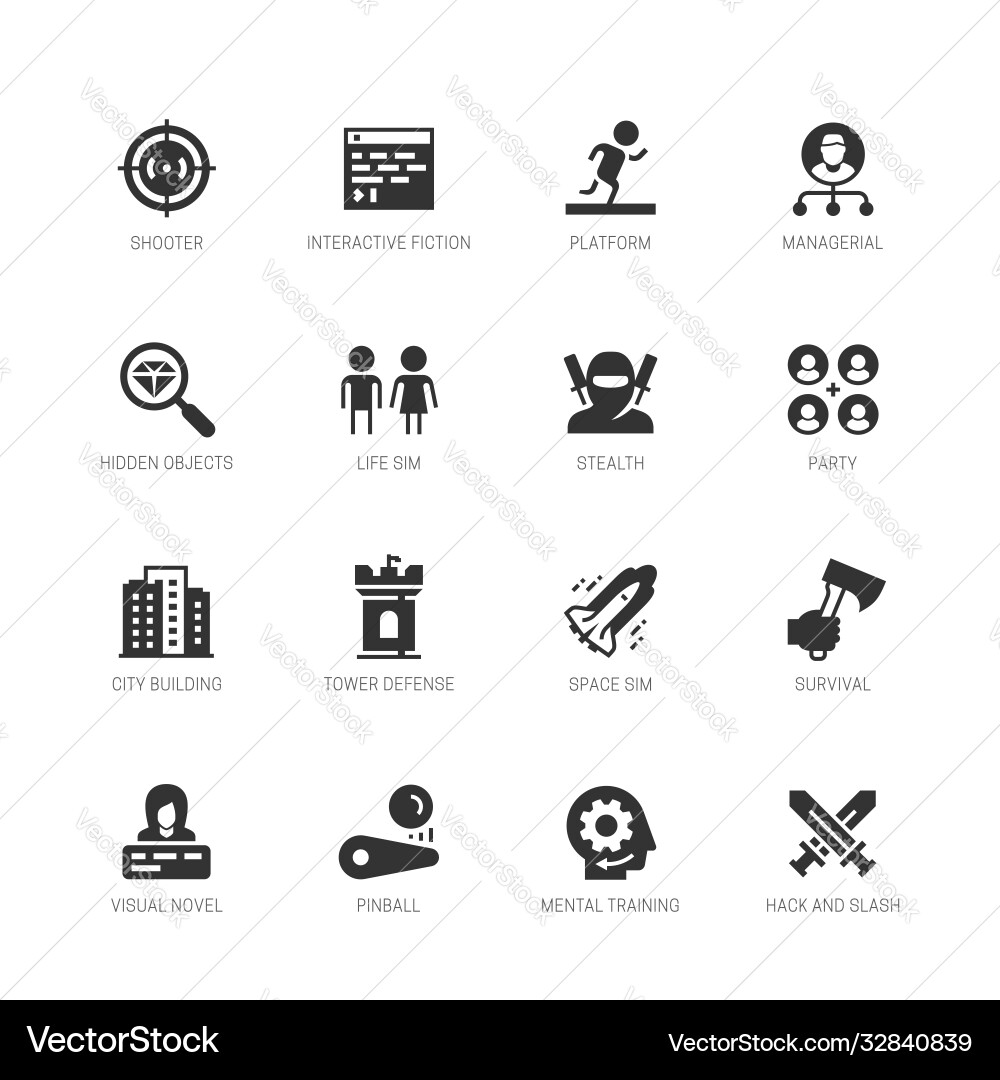 Video Game Genre Icons Royalty Free Vector Image