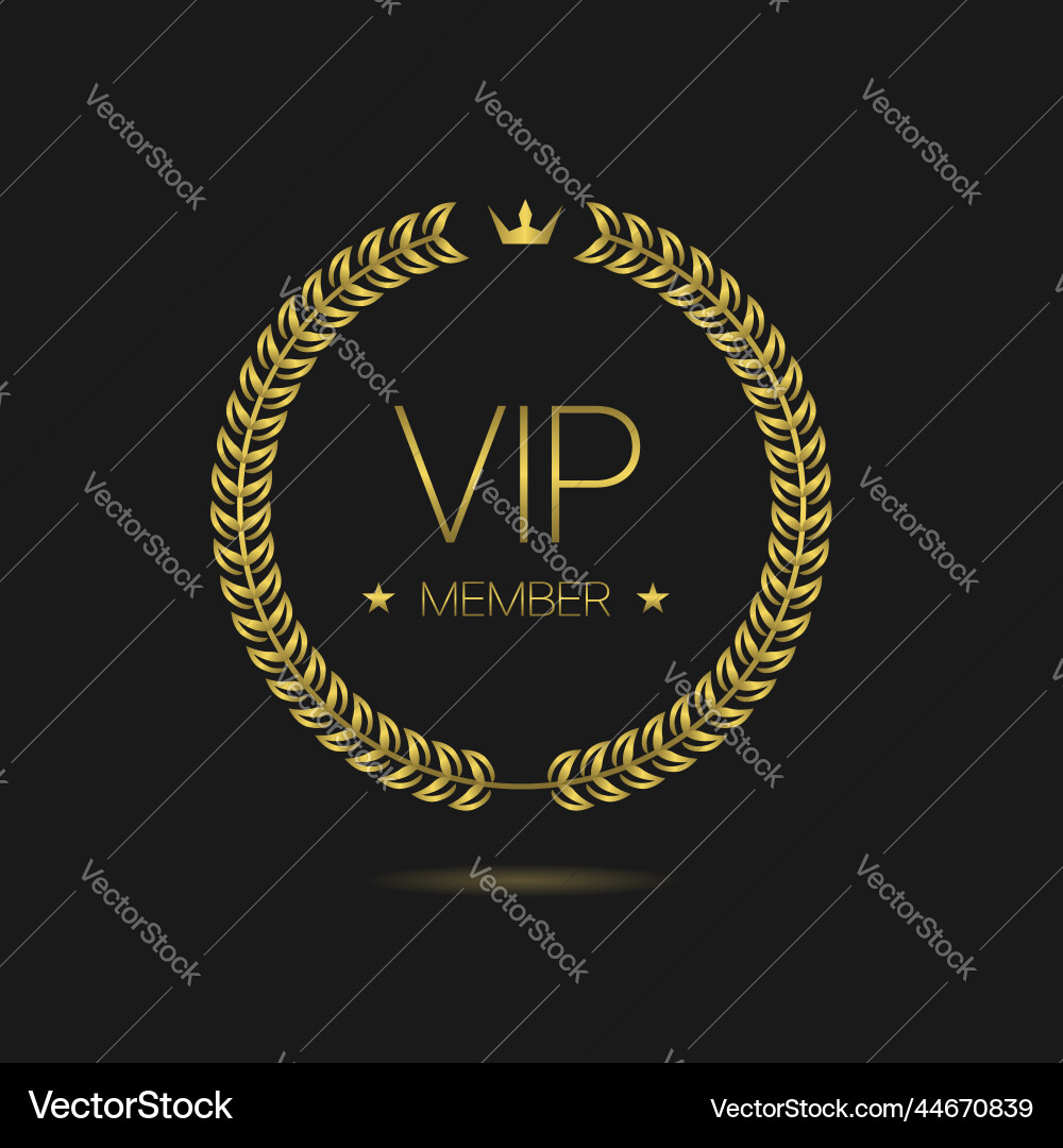 VIP Golden Laurel Wreath Royalty Free Vector Image