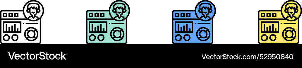 Administrator icon outline green blue and yellow Vector Image