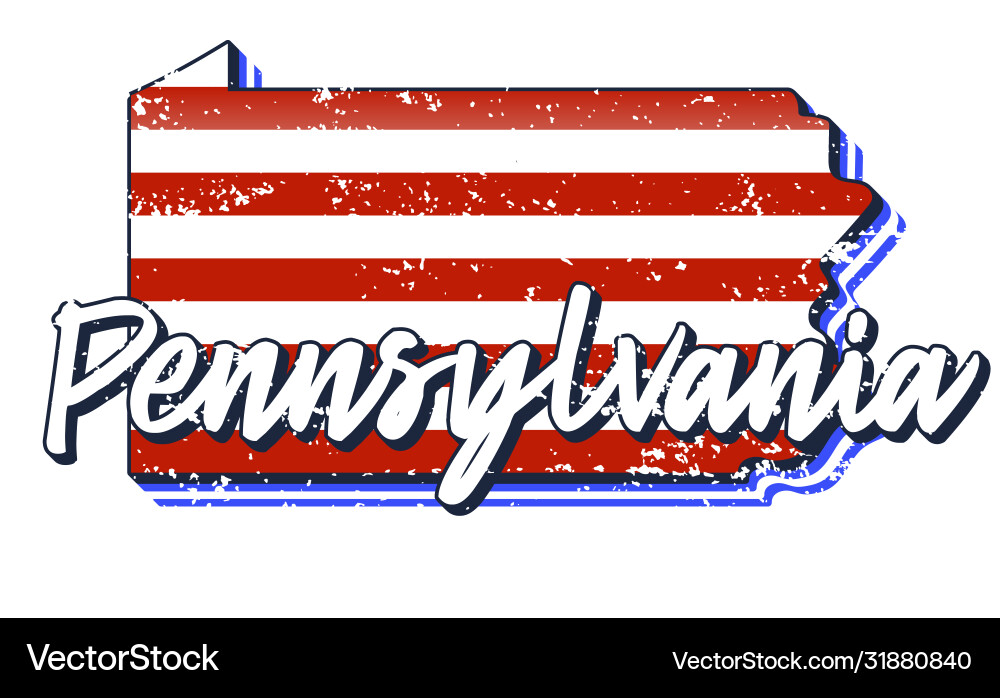American Flag on Pennsylvania Map Royalty Free Vector Image