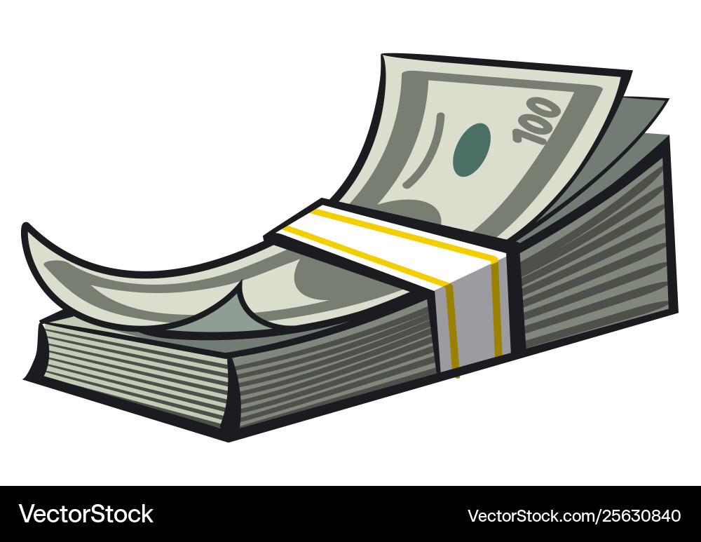 Cash money stack Royalty Free Vector Image - VectorStock