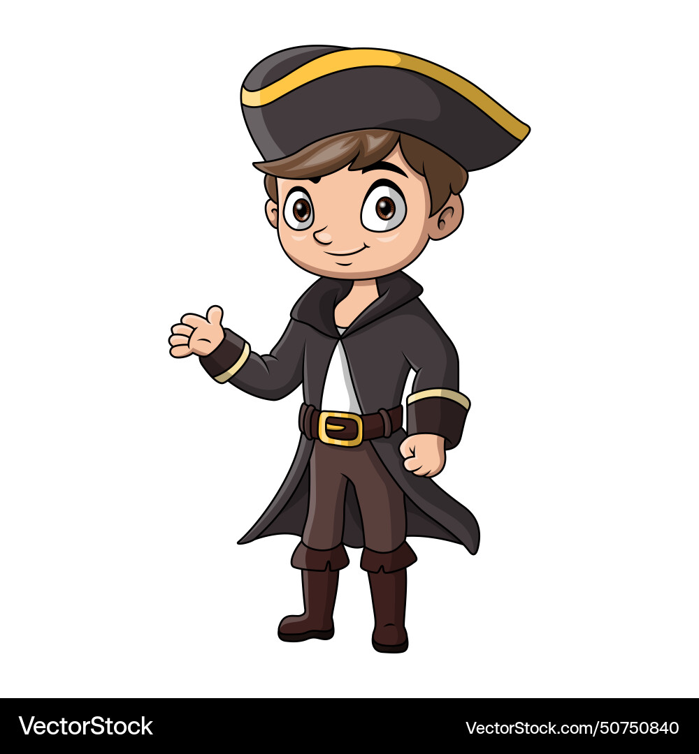 Cute boy wearing costume captain Royalty Free Vector Image