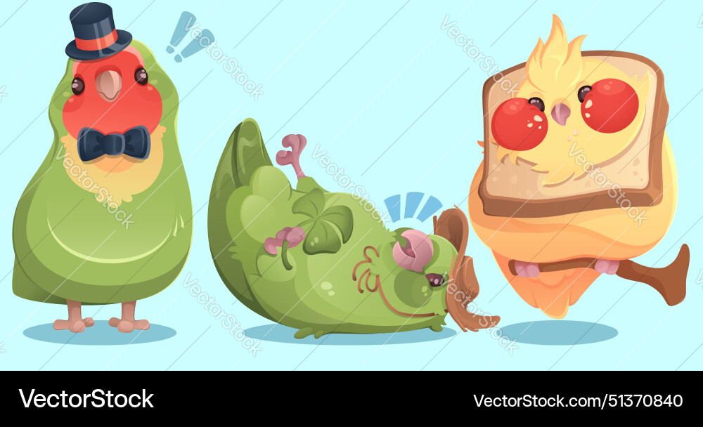 Cute parrot cartoon character Royalty Free Vector Image