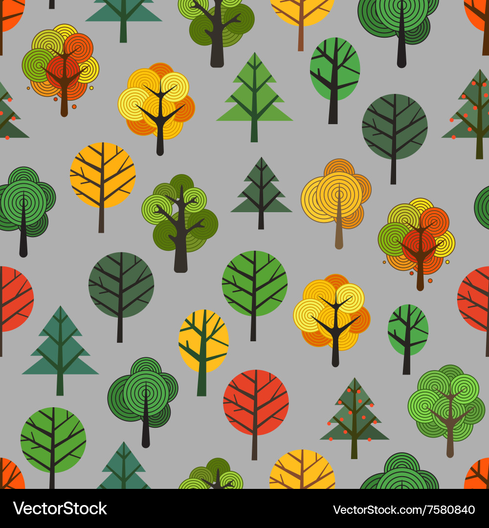 Different trees seamless background Royalty Free Vector