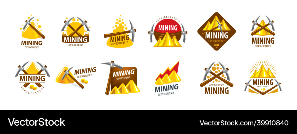 Digital currency mining pick and gold Royalty Free Vector