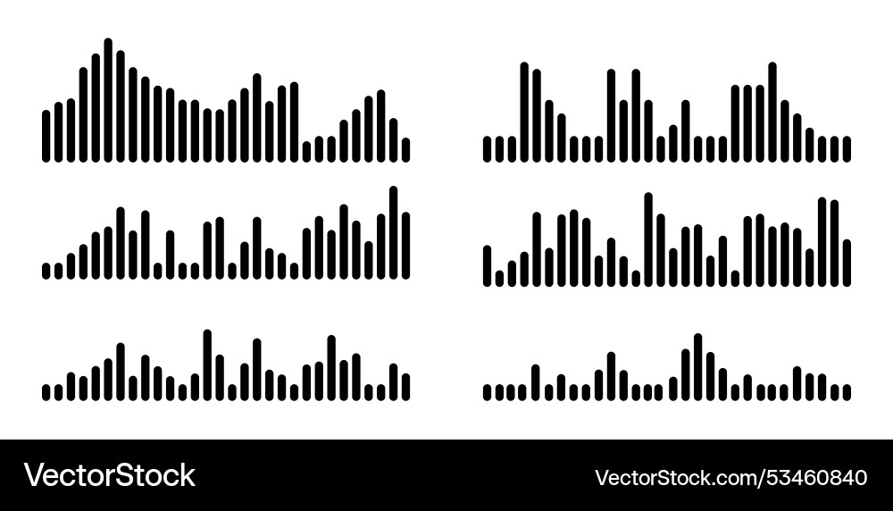 Equalizer bar graph soundwave icon set Royalty Free Vector