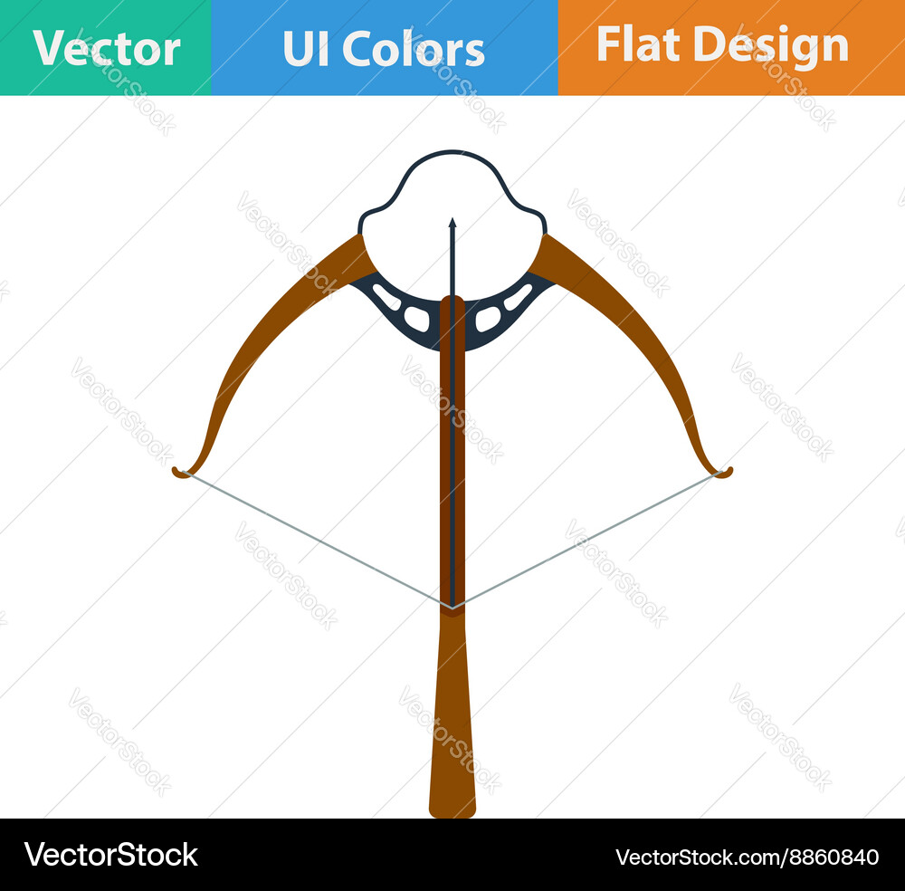 Flat design icon of crossbow Royalty Free Vector Image