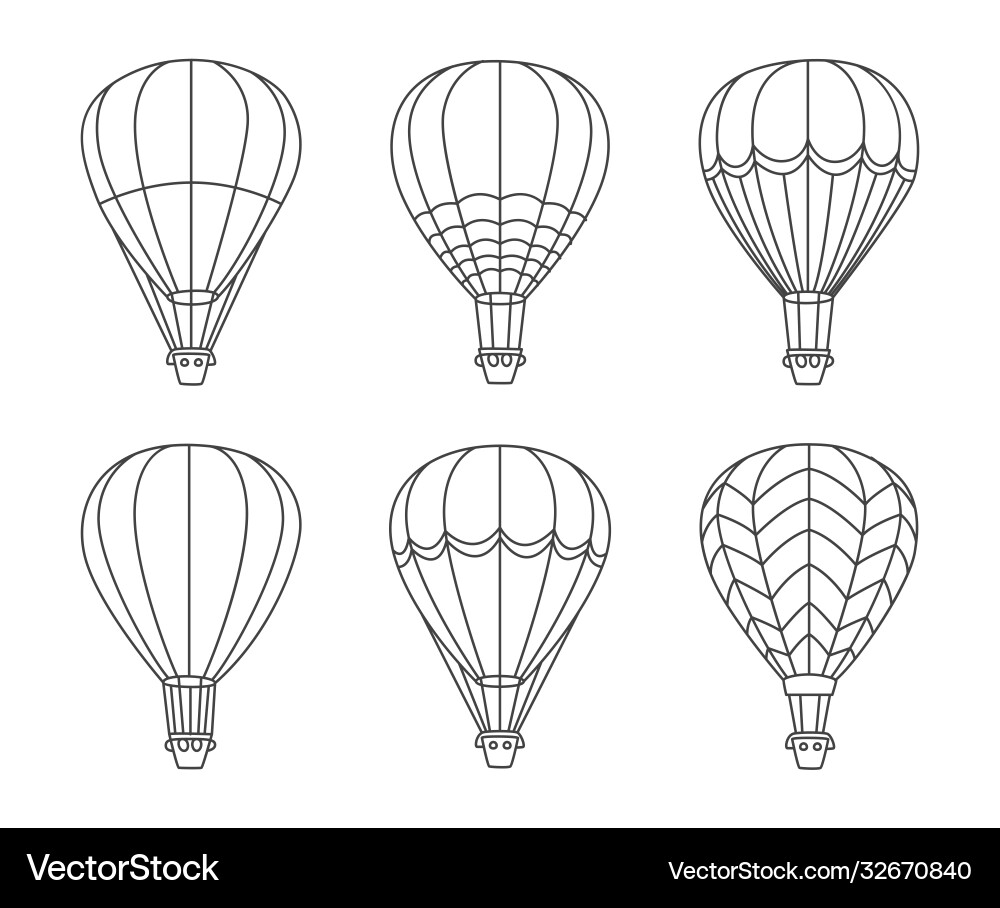 Hot air balloon design set Royalty Free Vector Image