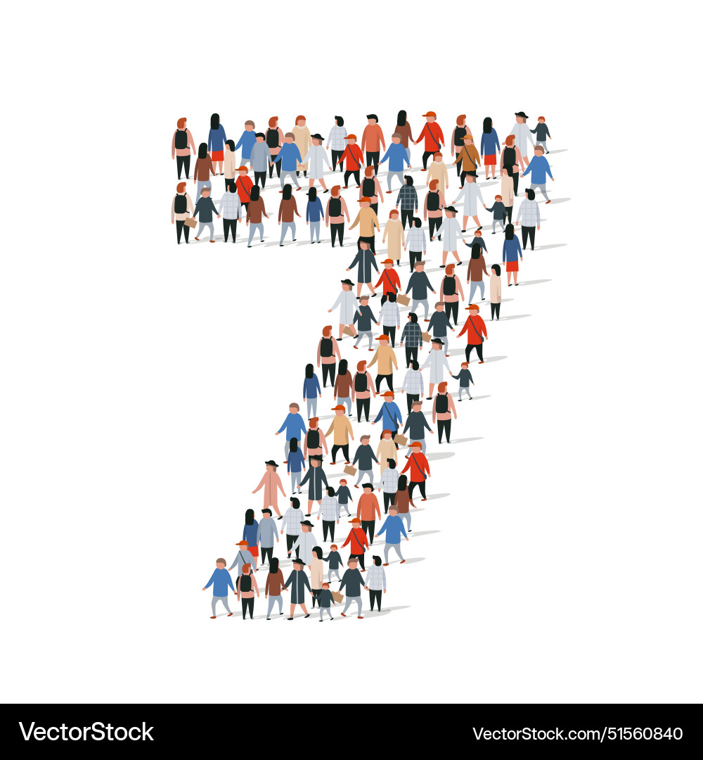 Large group of people in number 7 seven form Vector Image Large group of people in number 7 seven form Vector Image