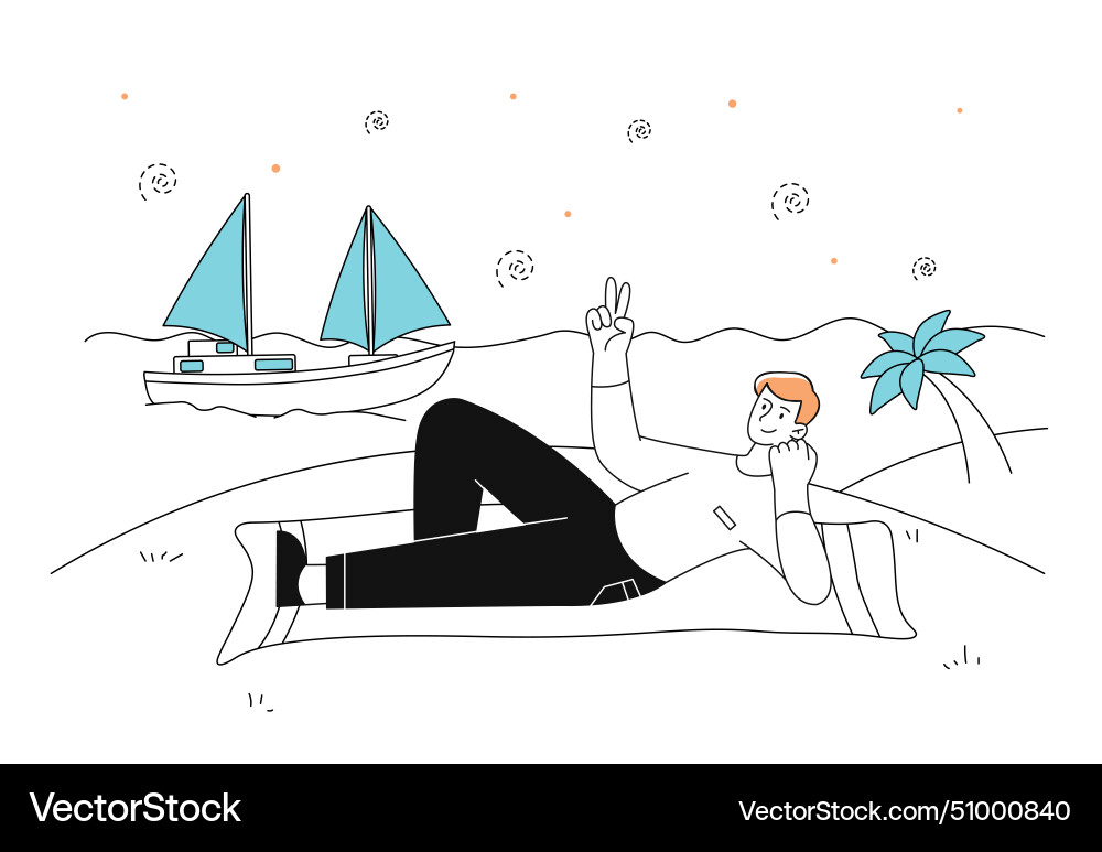 Man at beach simple Royalty Free Vector Image - VectorStock