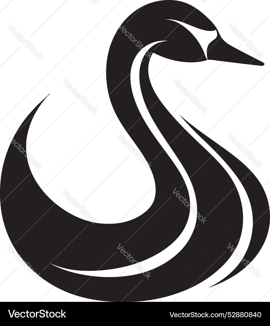 Minimal swan lake symbol silhouette Royalty Free Vector