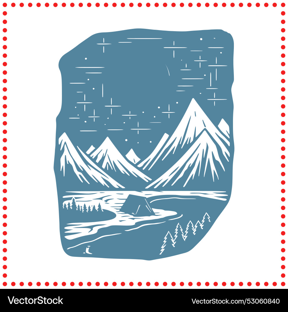 Minimalist mountain river design suitable for Vector Image