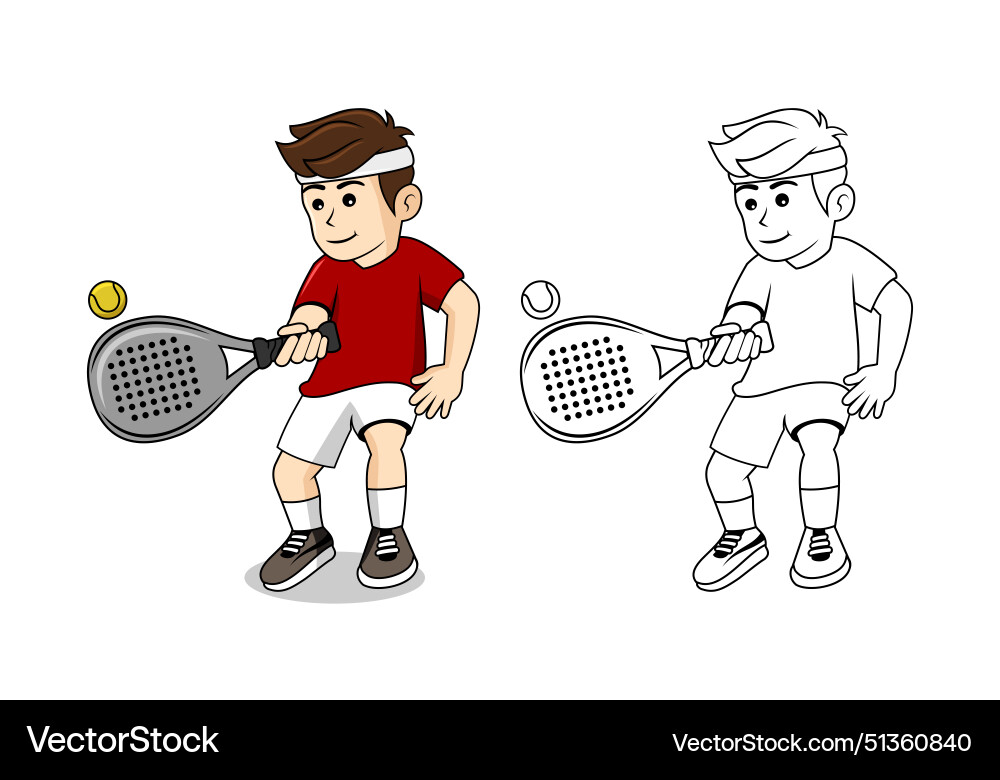 Padel player cartoon design Royalty Free Vector Image