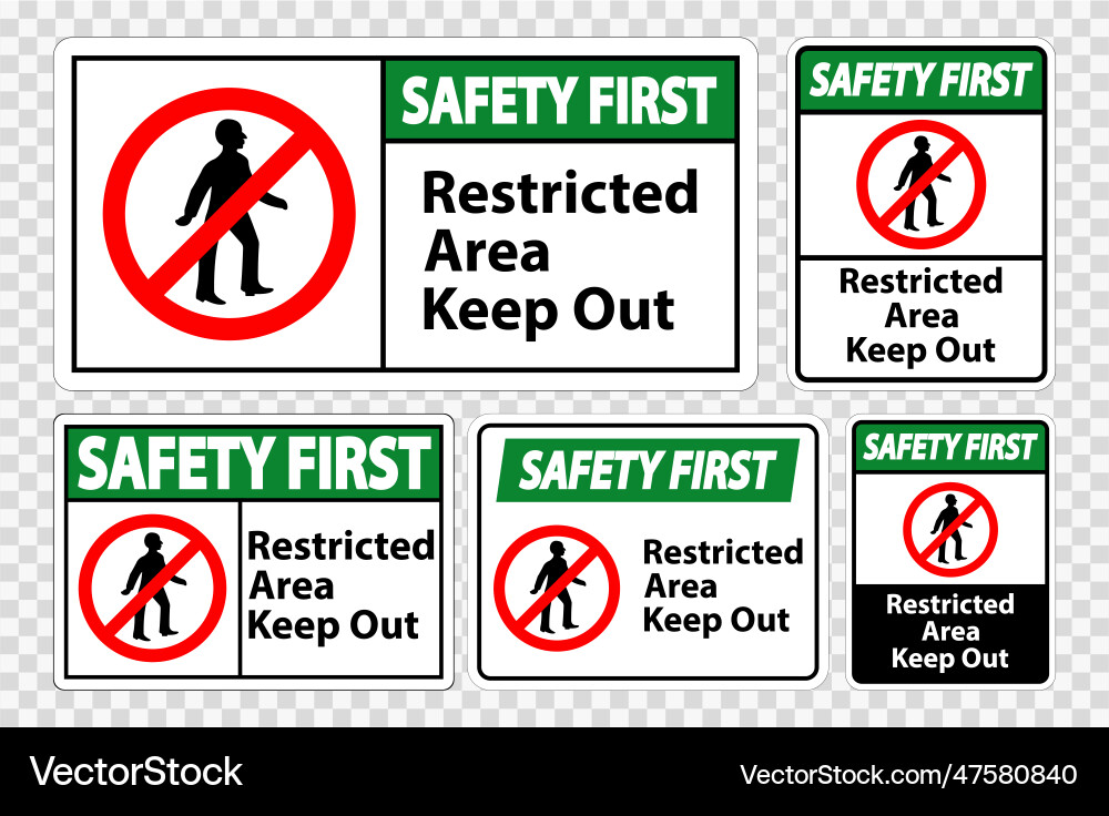 Sicherheit erster eingeschränkter Bereich halten Symbol Zeichen Zeichen