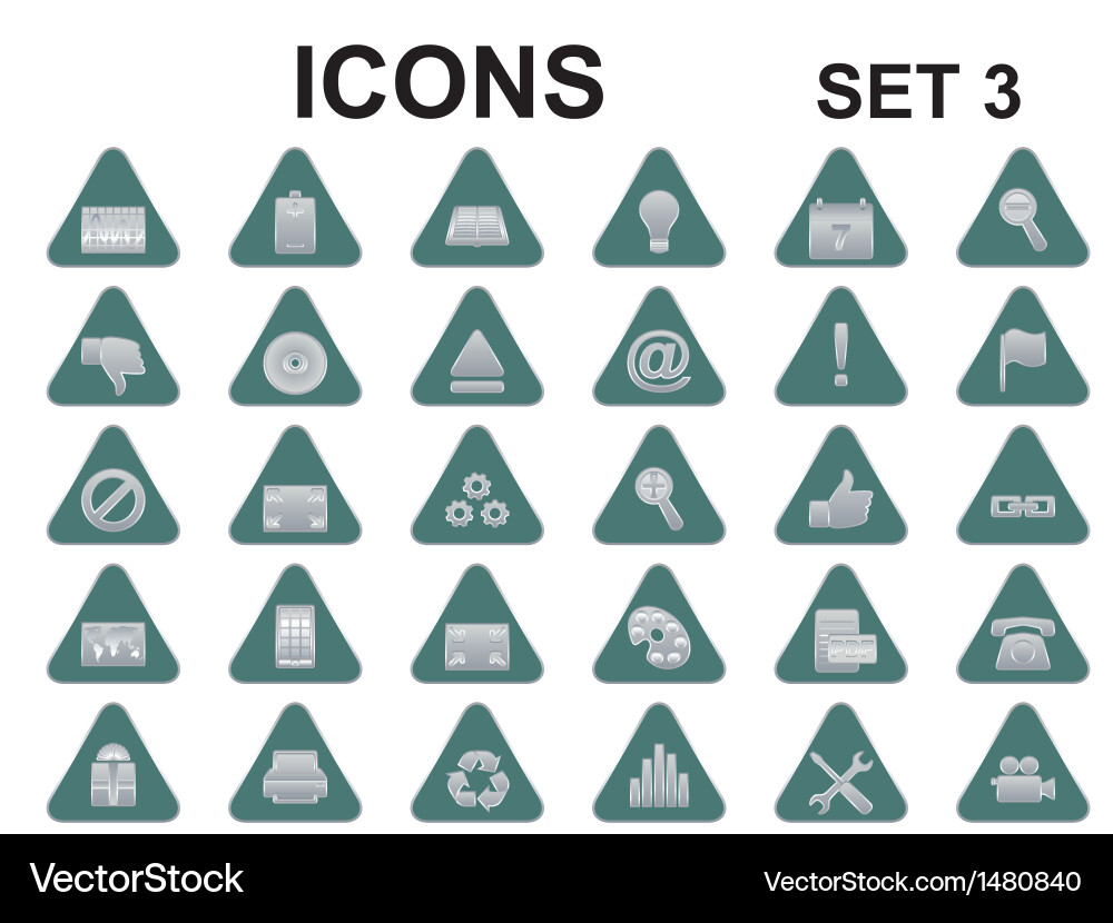 Triangle metallic icons Royalty Free Vector Image