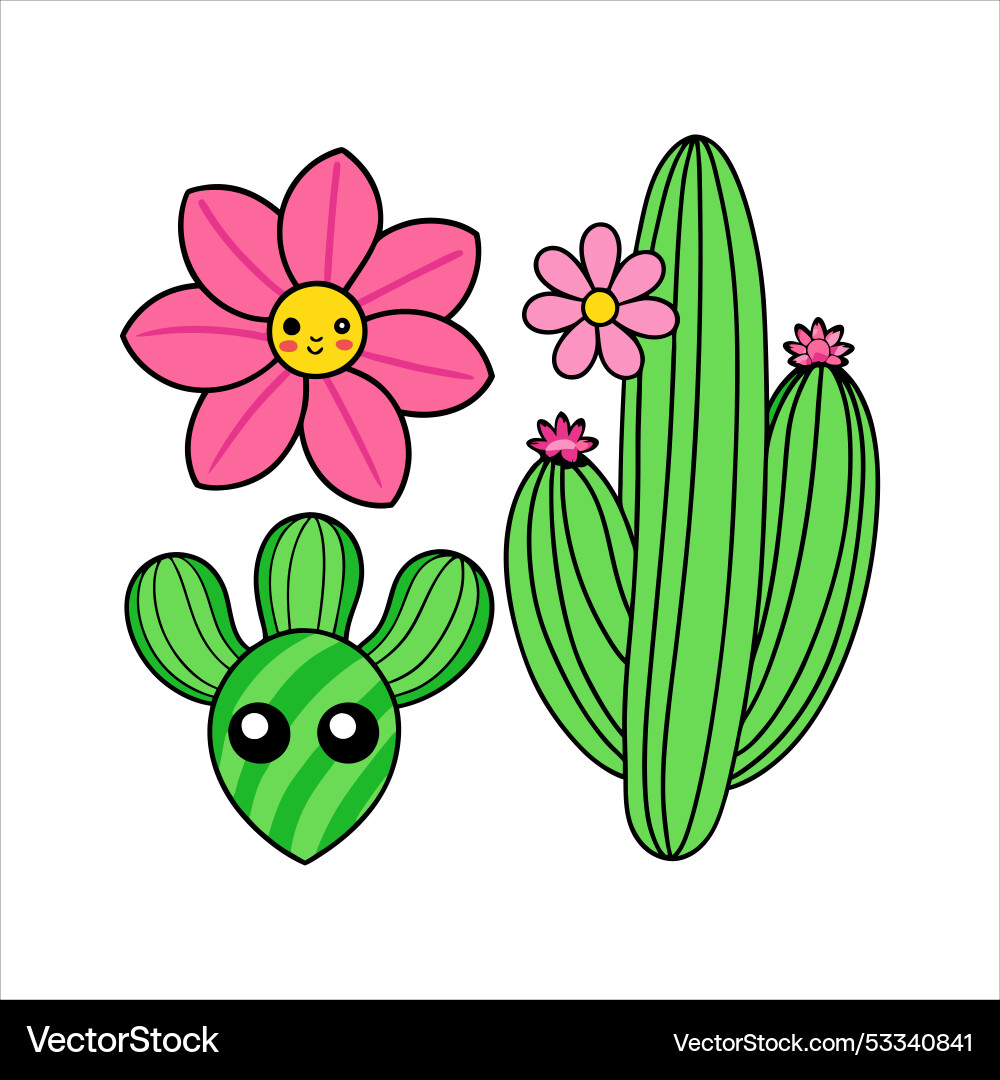 Cactus kawaii Royalty Free Vector Image - VectorStock