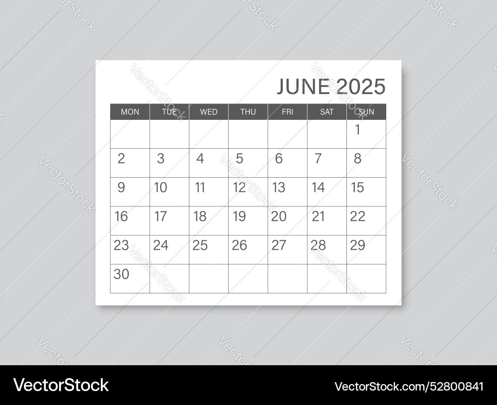 Calendar june 2025 icon in flat style planner Vector Image
