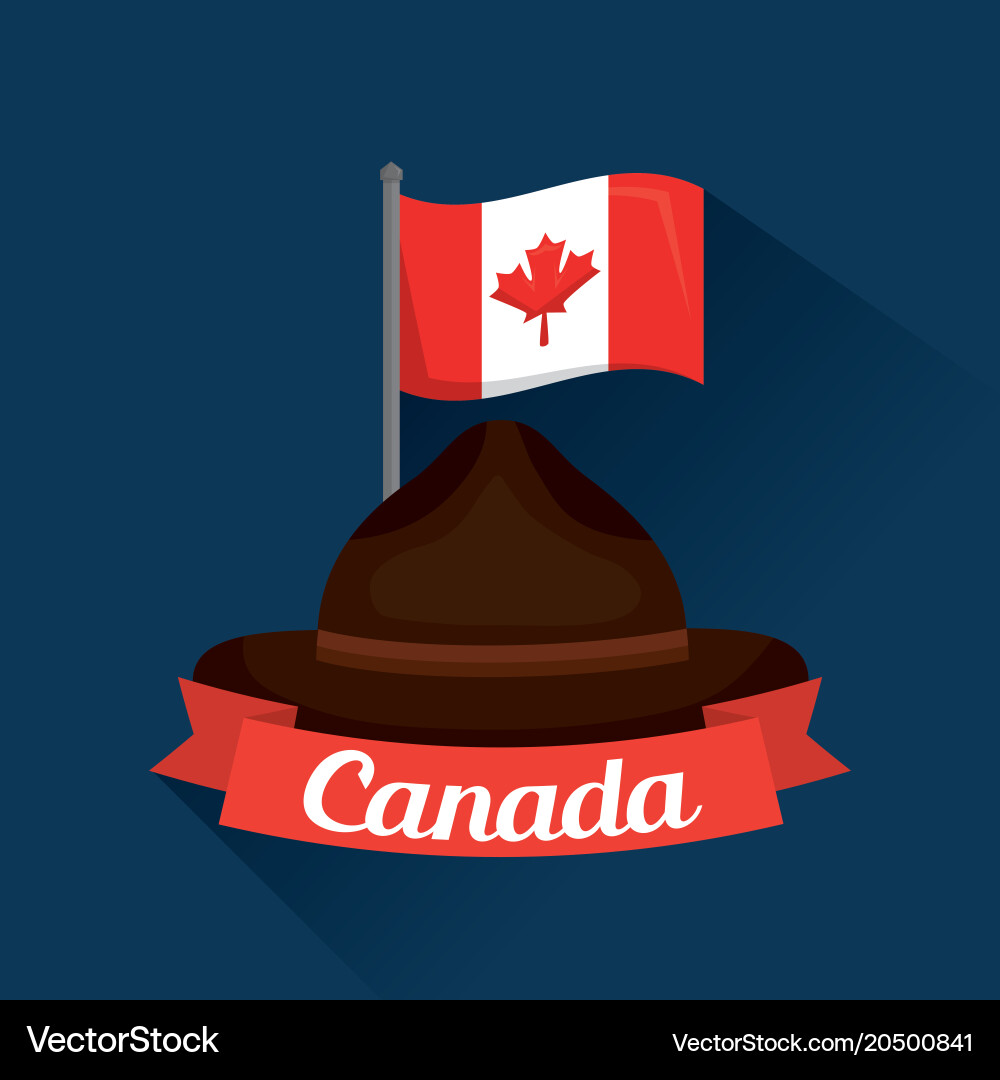 Canada flag map monument Royalty Free Vector Image