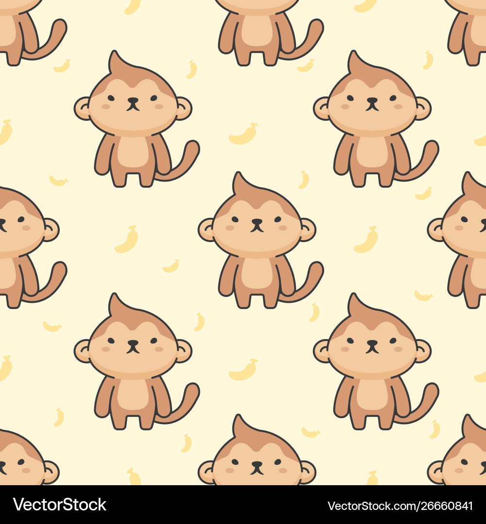 Cute monkey seamless pattern background Royalty Free Vector