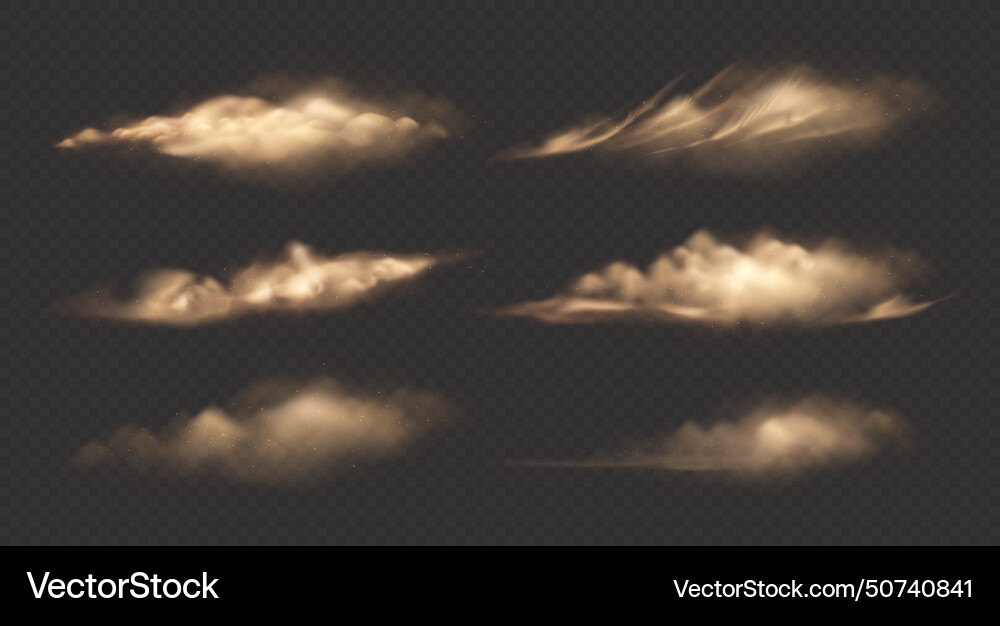 Dust clouds realistic set with isolated images Vector Image