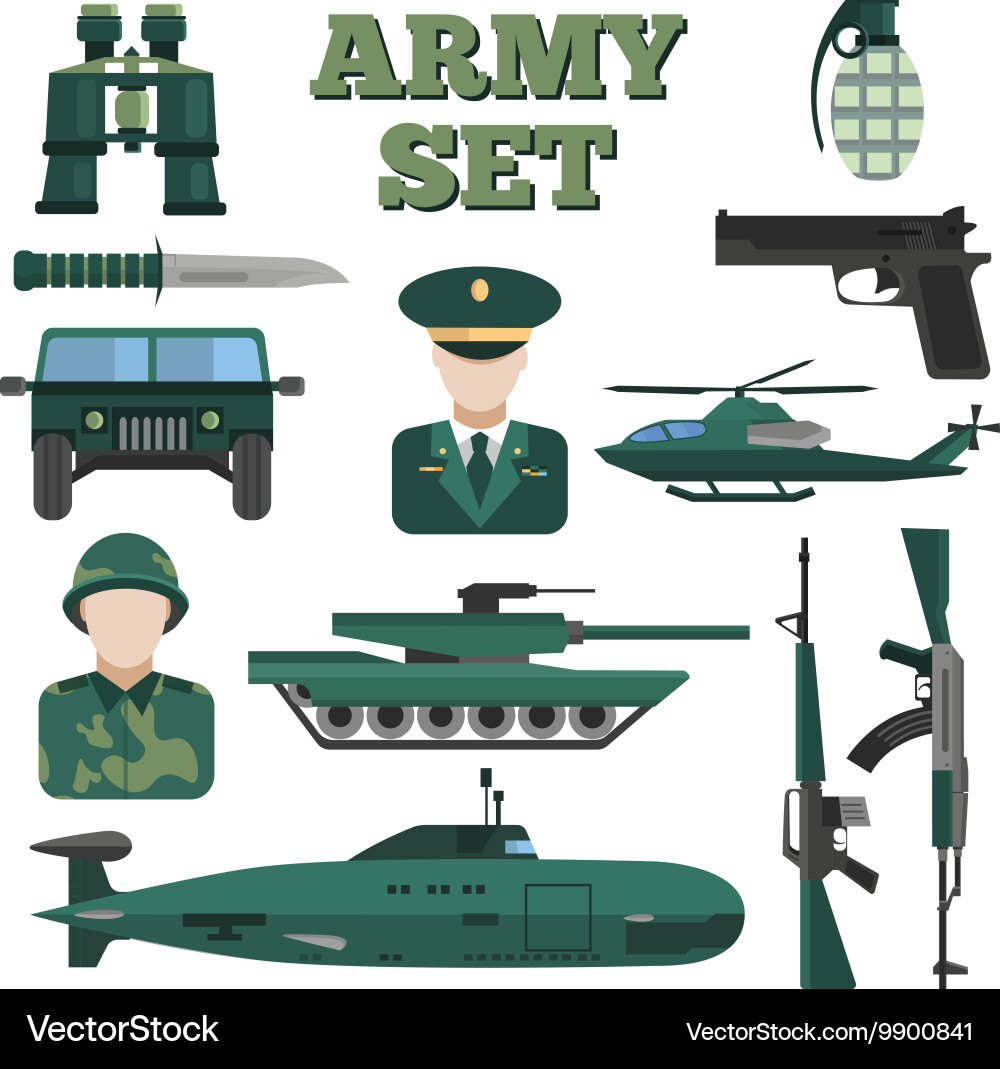 Flat army icon set Royalty Free Vector Image - VectorStock
