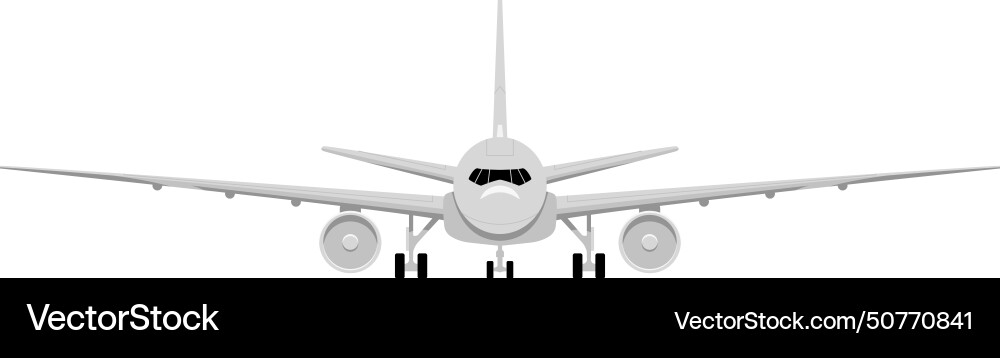 Flying airplane front view passenger realistic Vector Image