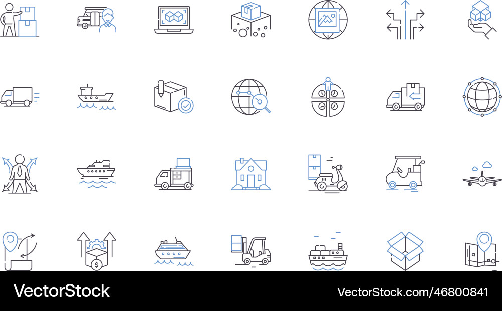Freight forwarding line icons collection Vector Image