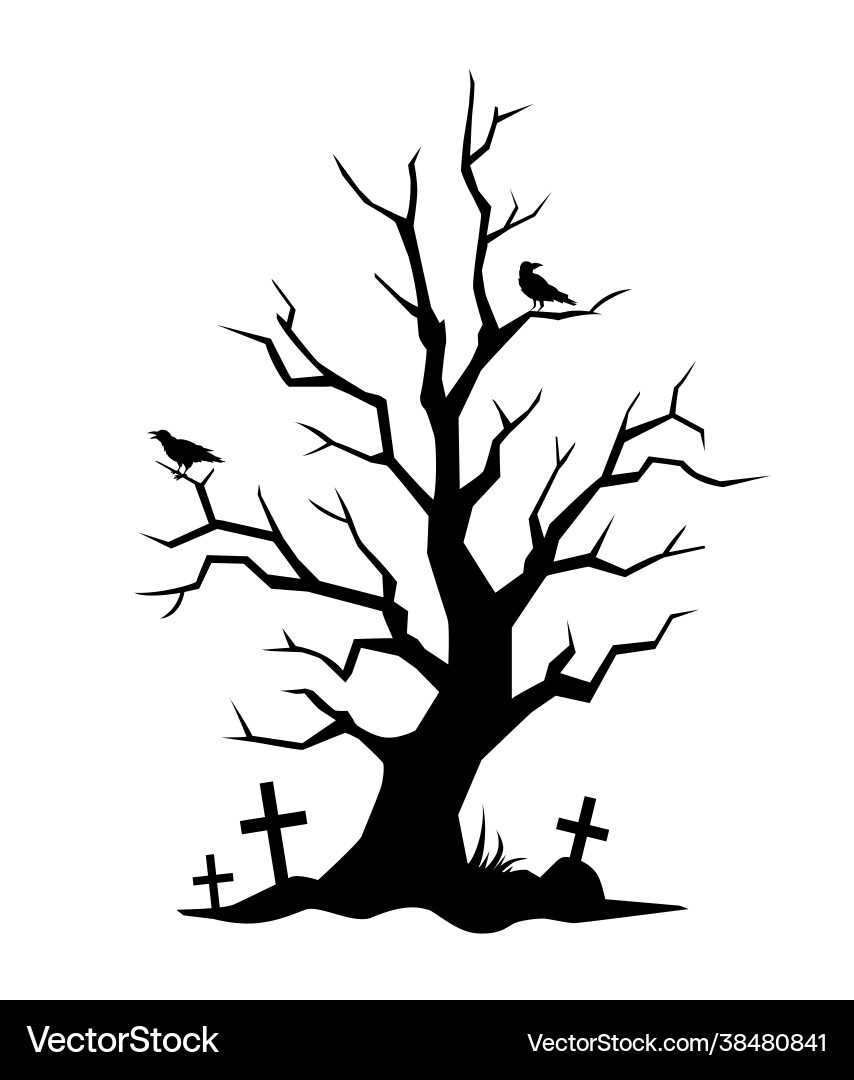 Creepy Tree Silhouette Vector