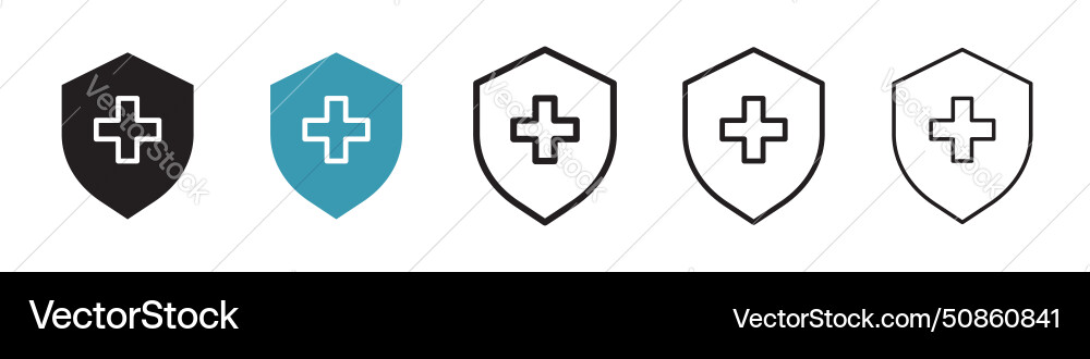 Immune guard icon set health shield system Vector Image